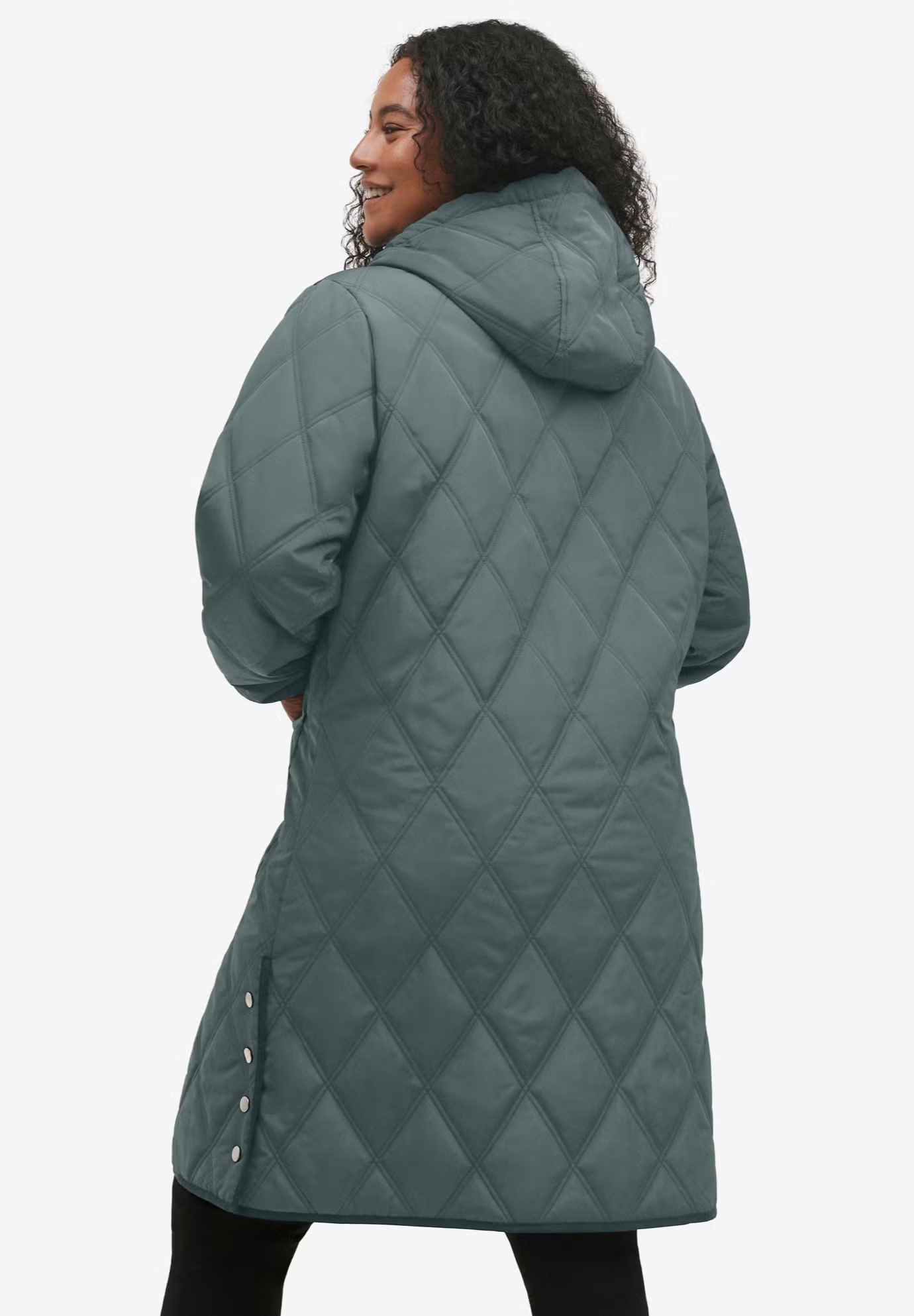 Long Quilted Hooded Jacket - Avenue