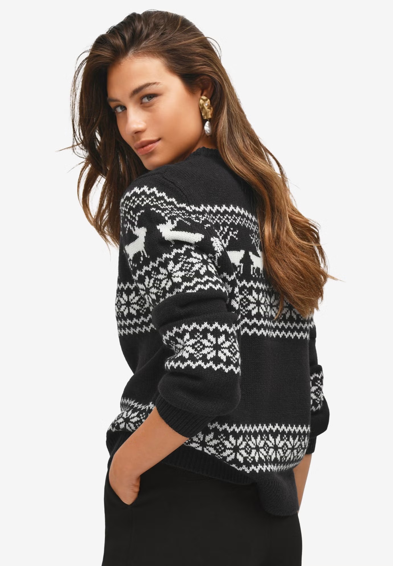 Fair Isle Mock Neck Sweater - Fluentcurve