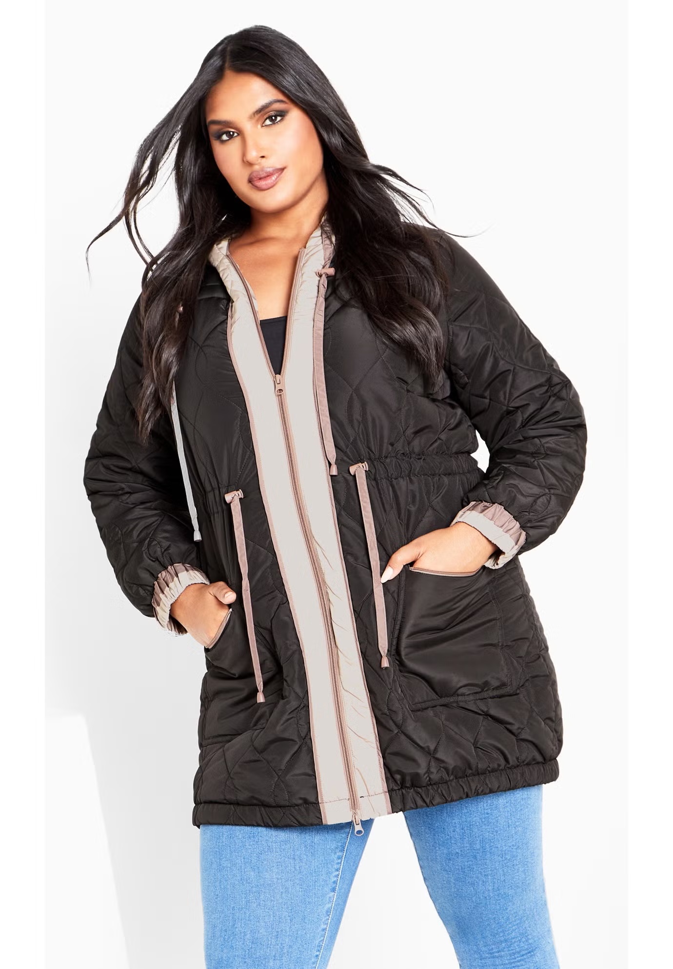 Clio Quilt Padded Hooded Neck Coat - Avenue
