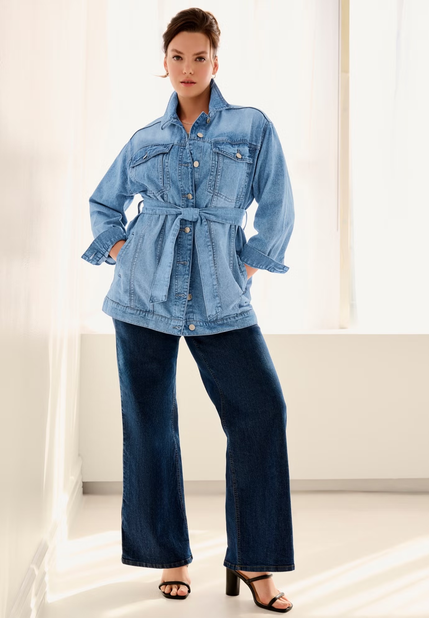 Belted Denim Jacket - Avenue