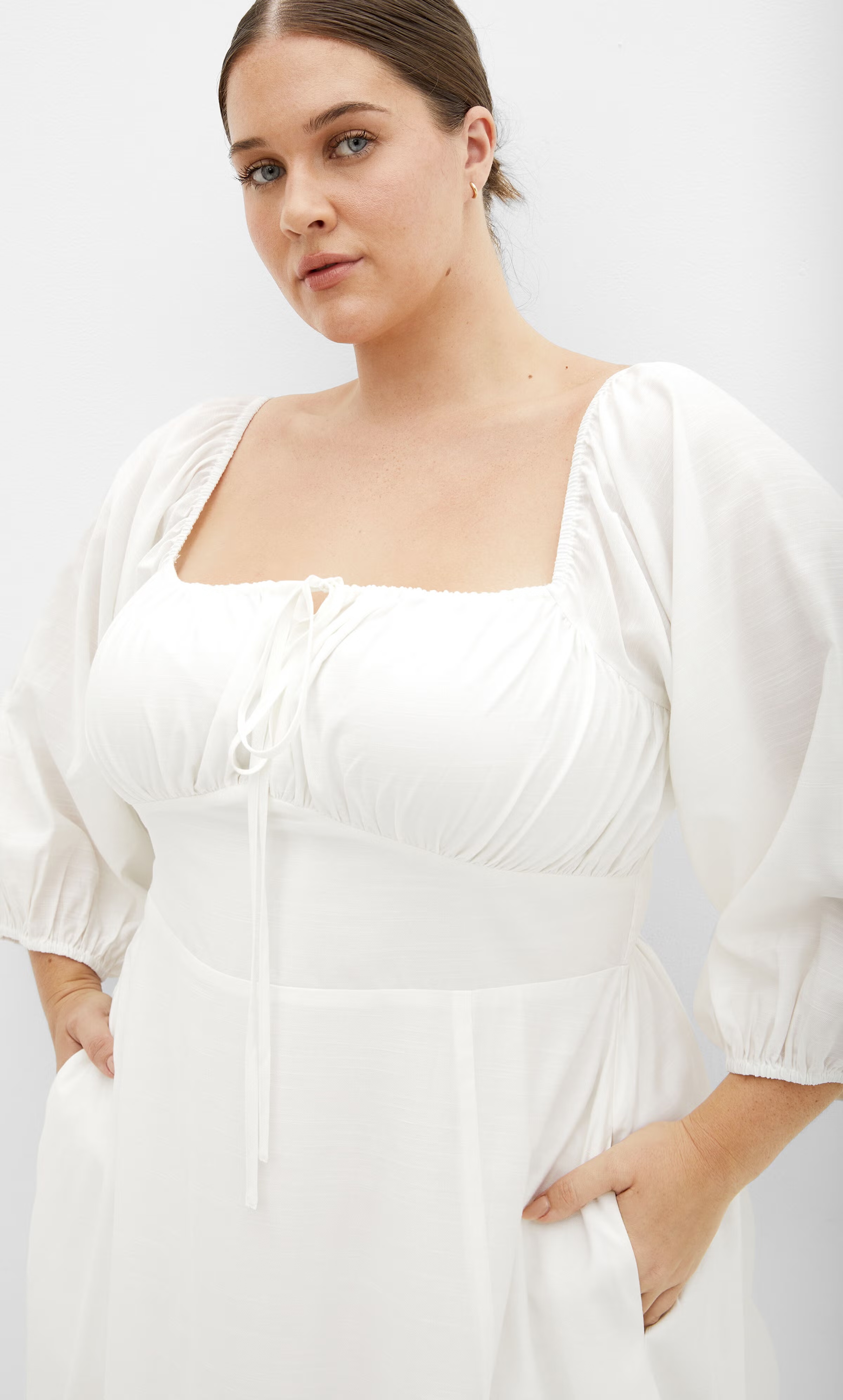 Abbigail Elbow Sleeve Dress - Ivory - Avenue