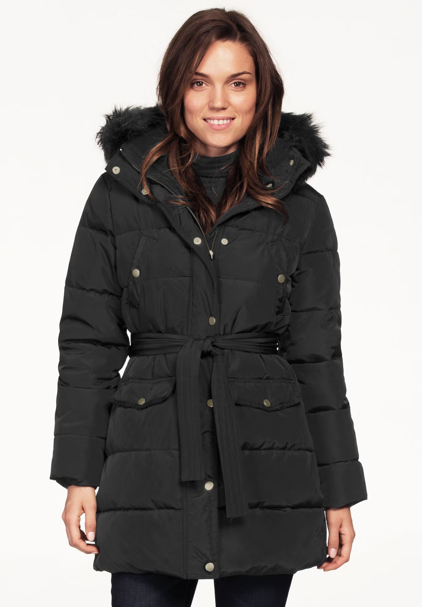 Belted Puffer Coat - Avenue