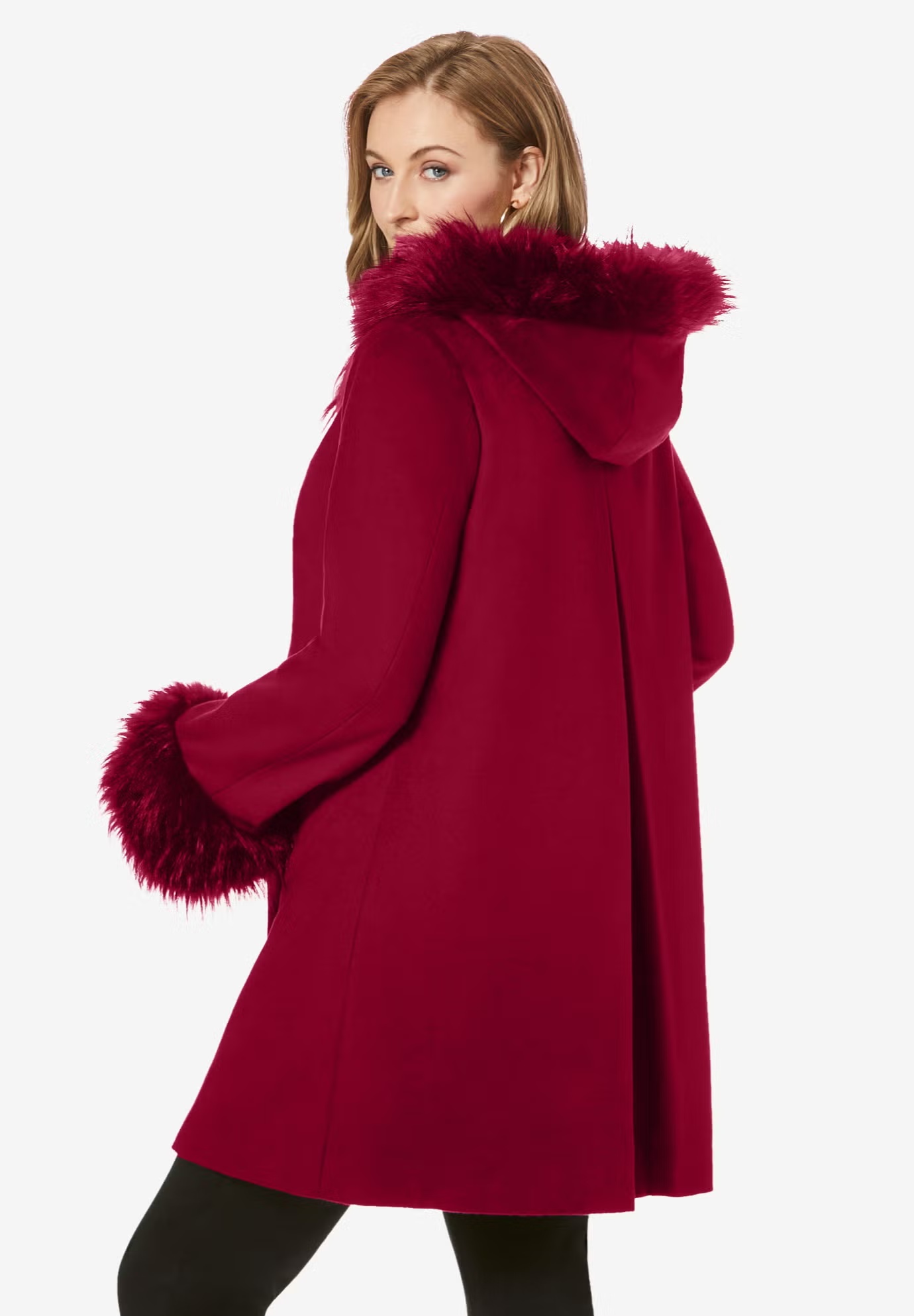 Hooded Faux Fur Trim Coat - Fluentcurve