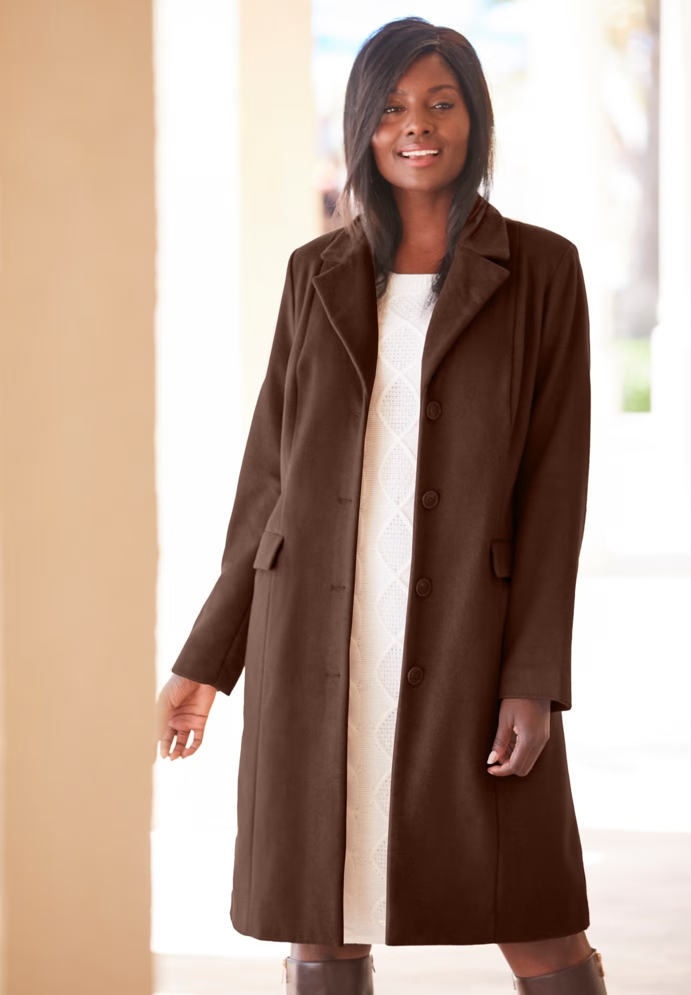 Notch Collar Wool Coat - Avenue